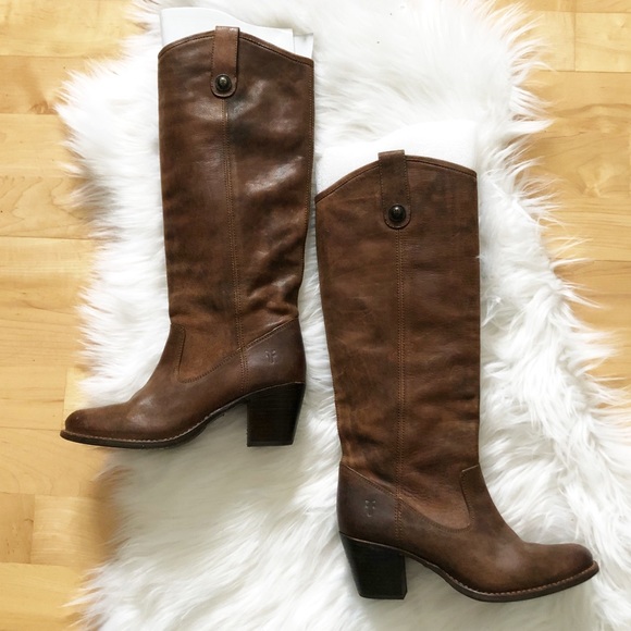 Frye | Shoes | Frye Jackie Button Knee High Western Boots Brown | Poshmark